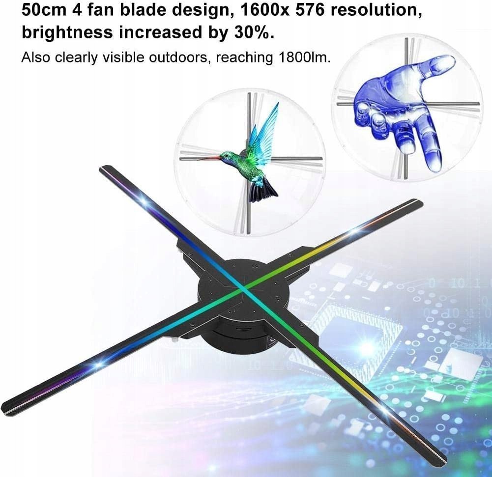 Z7H 3D Hologram Fan 4 liście Holograficzny HIT
